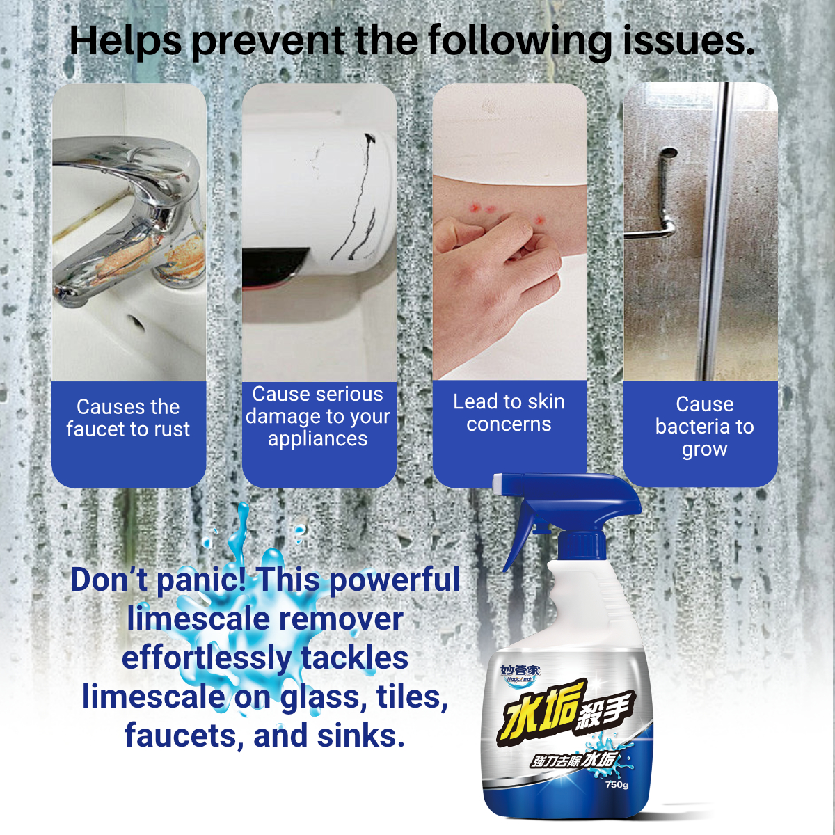 Magic Amah - Limescale Killer - Water Stains Remover Cleaner Window 750g