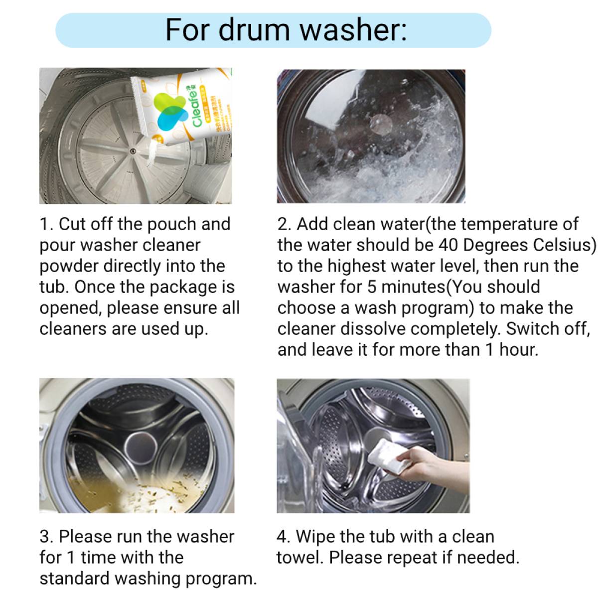 Cleafe Washing Machine Cleaner Active Oxygen Molecules Cleaning Agent ...