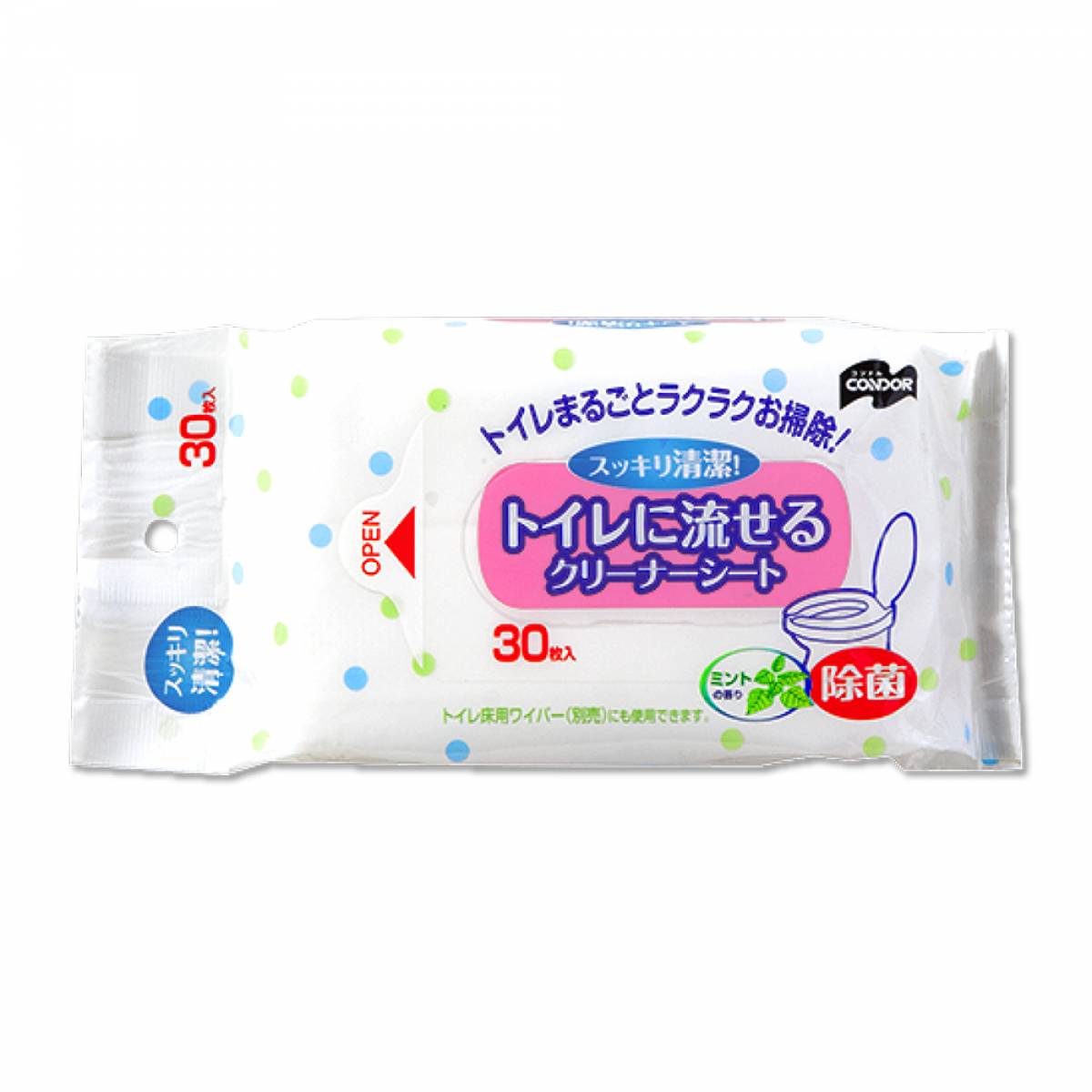 Japan Condor Water-soluble Toilet Wipes 30 Sheets/Pack - Mint