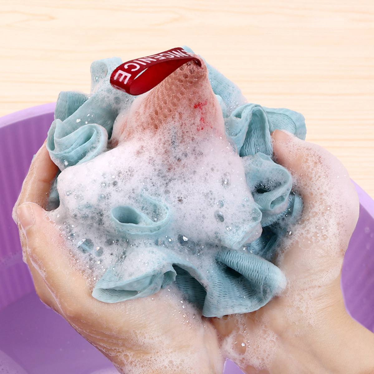 Ice Cream Shaped Sponge Bath Ball Shower Loofah Sponge Pouf Body ...