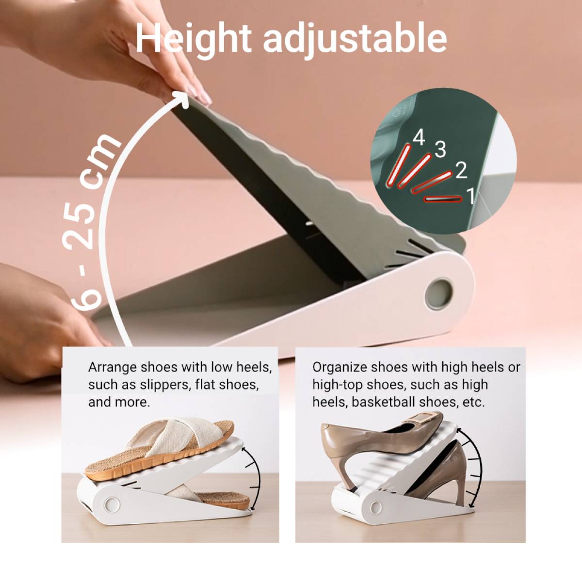 KL015 V-shaped Shoe Rack Height Adjustable Compact Shoe Shelves ...