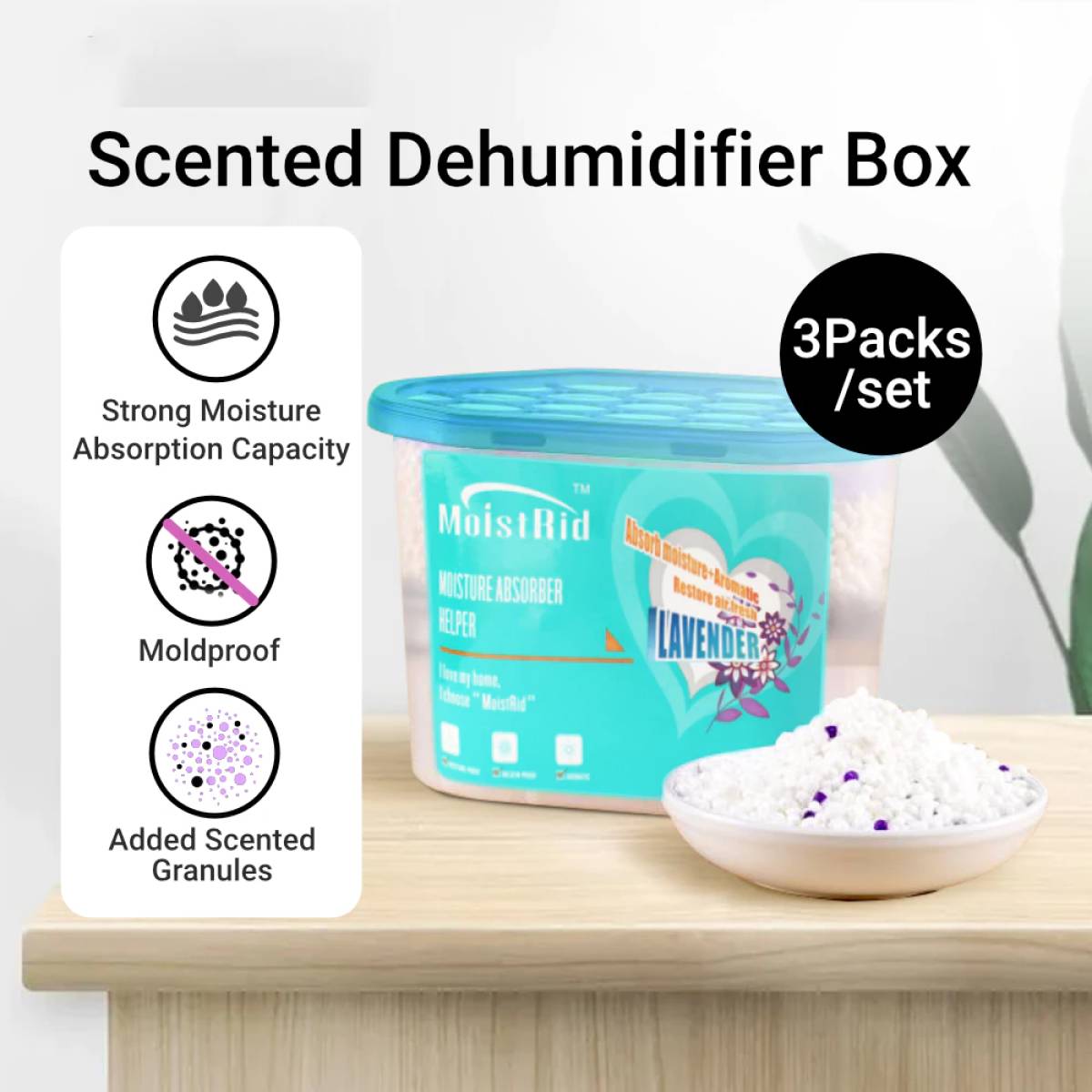 Scented Dehumidifier Box Standing Moisture Absorber for Closet Cabinet ...