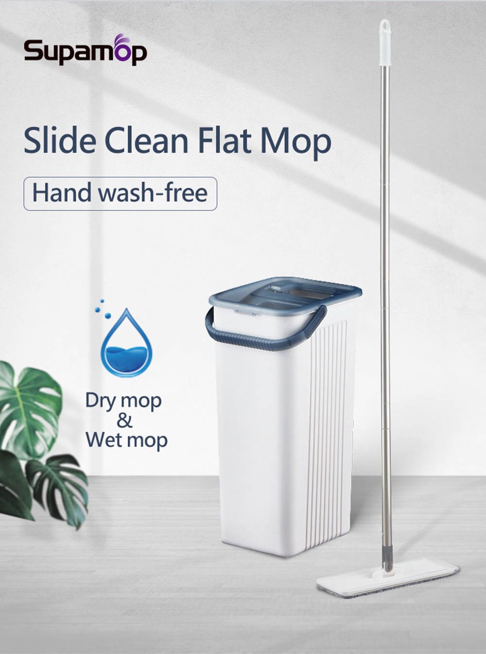 Supamop Slide Clean Double Scraper Flat Mop Set 1 Year Warranty/4 ...
