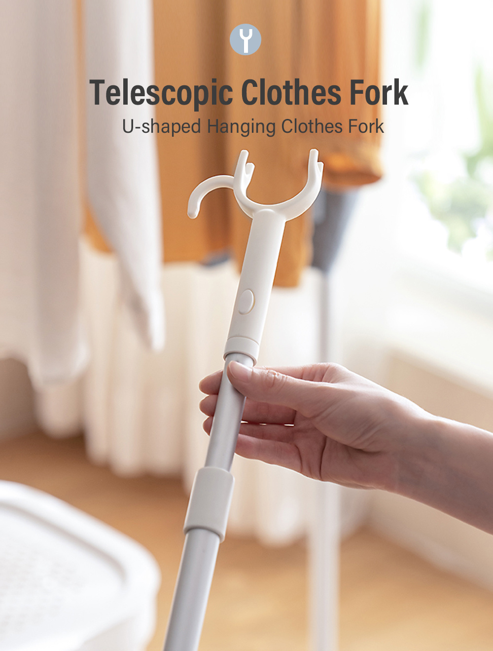 Telescopic Clothes Fork Aluminum Pipe Hanging Pole Fork Retractable Rod ...