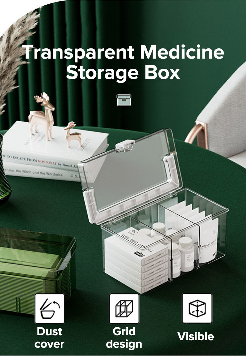 Transparent Medicine Storage Box Lockable First Aid Kit Portable With ...
